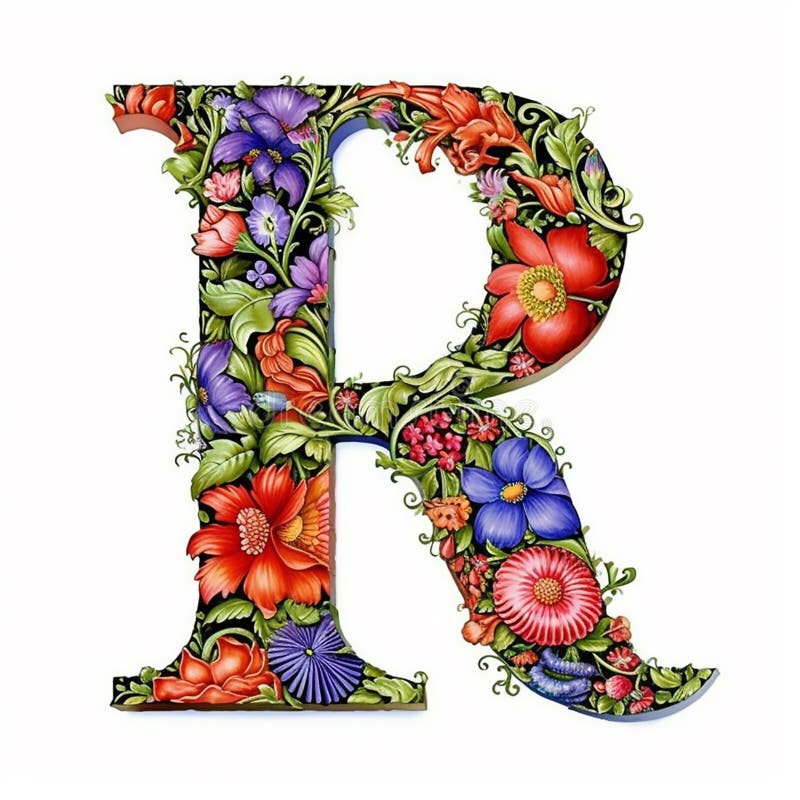 Floral alphabet R stock illustration. Illustration of ideas - 278494726