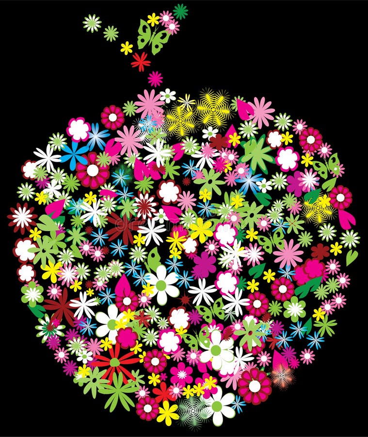Floral apple stock vector. Illustration of fruit, pure - 14248881