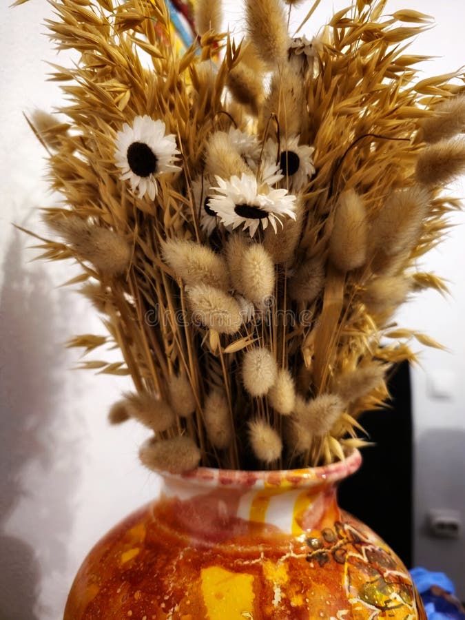 Floral Arrangement - Dried Flowers in a Pot Stock Image - Image of ...