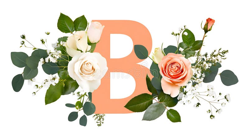 Floral Arrangement Featuring Letter B, Adorned with Roses and Greenery ...