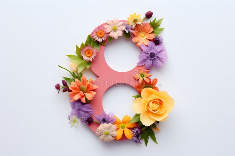 Floral Arrangement in the Shape of Number 8 on a White Background ...