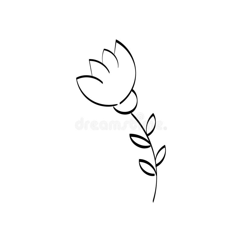 Floral Art. Flower Drawing with Line-art Stock Illustration ...
