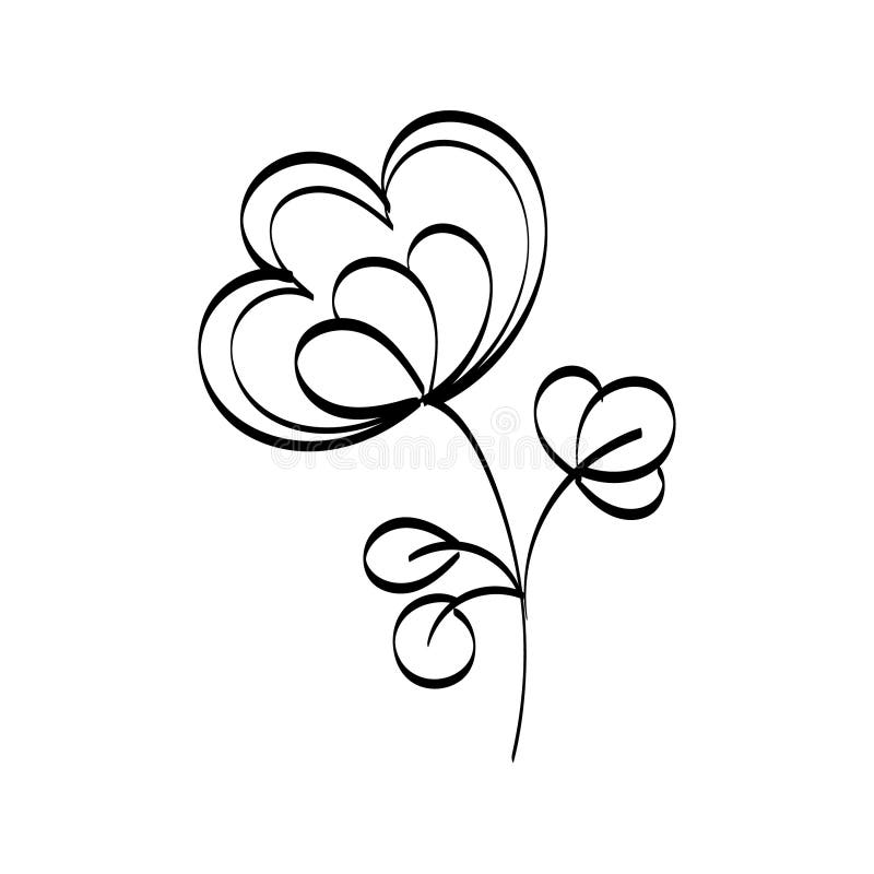 Floral Art. Flower Drawing with Line-art Stock Illustration ...