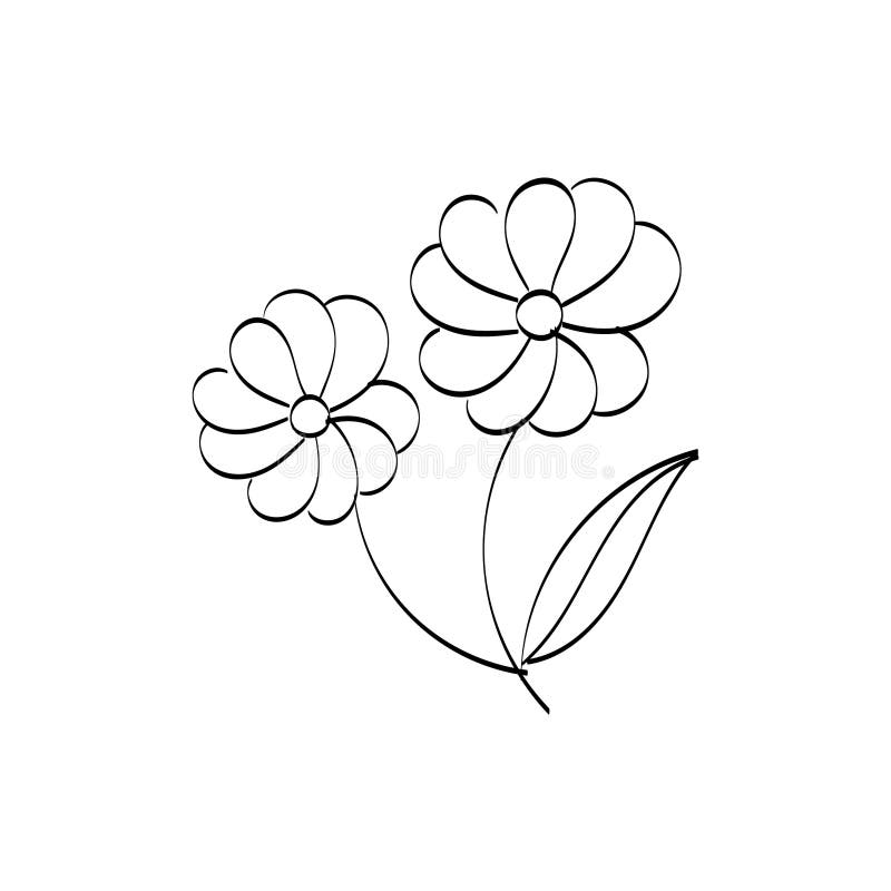 Floral Art. Flower Drawing with Line-art Stock Illustration ...