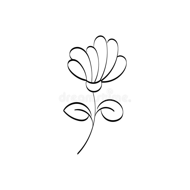 Floral Art. Flower Drawing with Line-art Stock Illustration ...