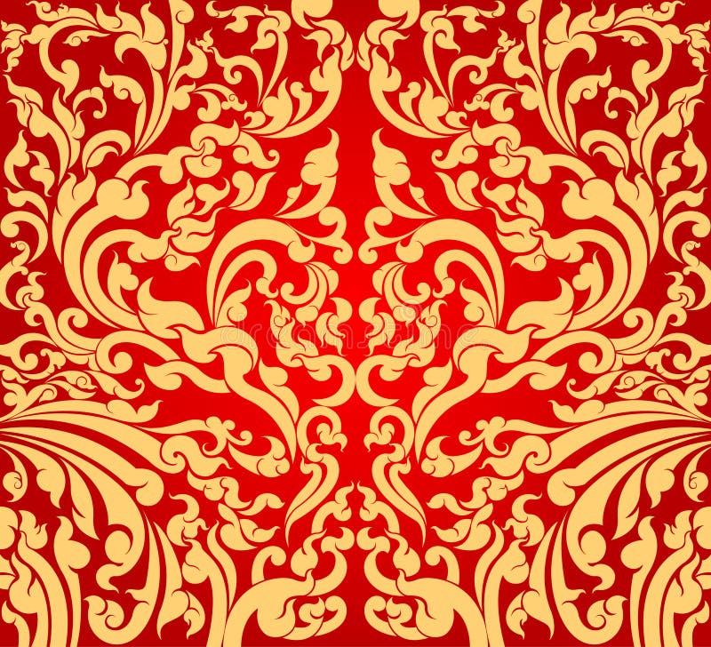 Floral Art Pattern on a Red Background Stock Illustration ...