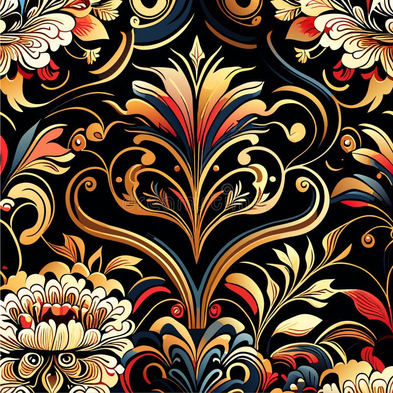 Floral Arts Pattern Design Seamless Illustion Background_0121 Stock ...