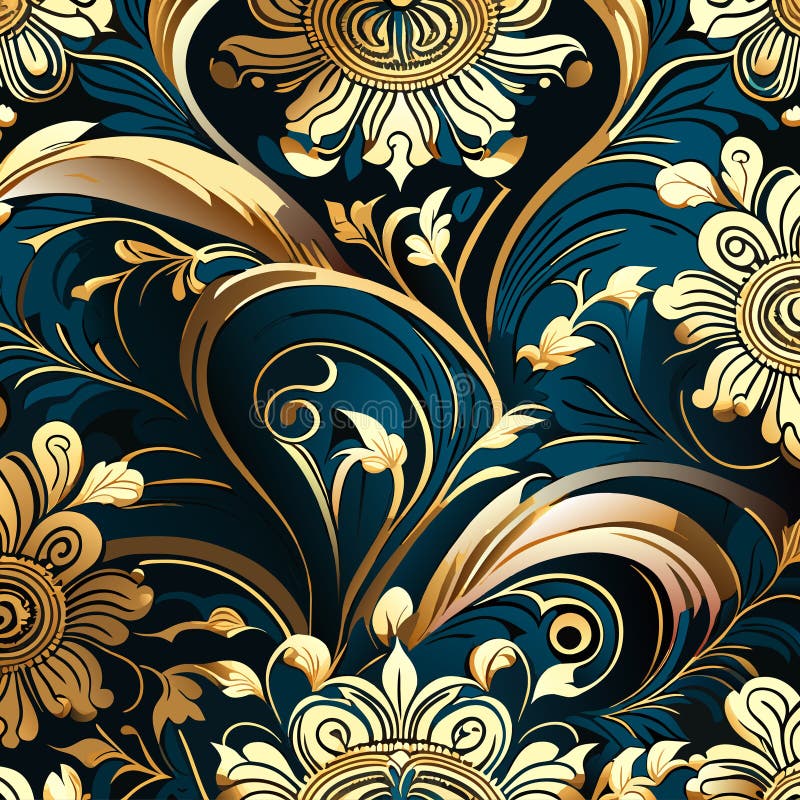 Floral Arts Pattern Design Seamless Illustion Background_0121 Stock ...