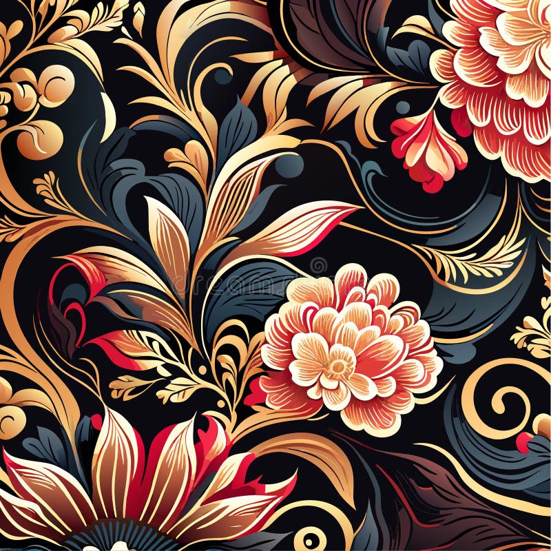 Floral Arts Pattern Design Seamless Illustion Background_0121 Stock ...