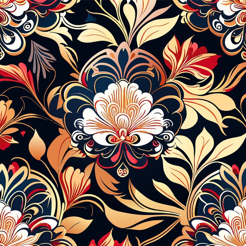Floral Arts Pattern Design Seamless Illustion Background_022 Stock ...