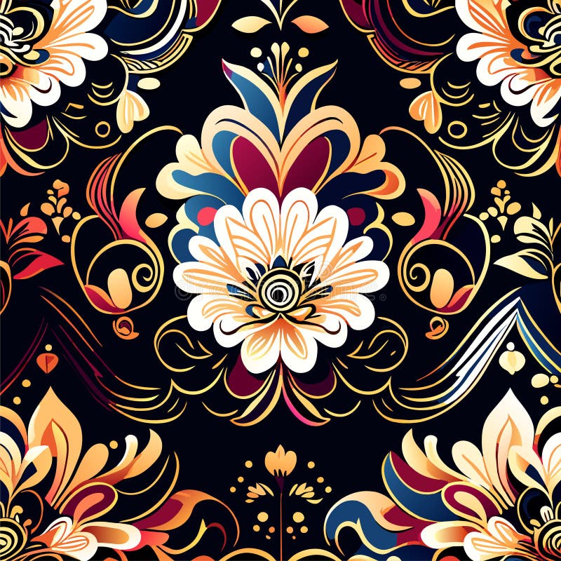 Floral Arts Pattern Design Seamless Illustion Background_044 Stock ...