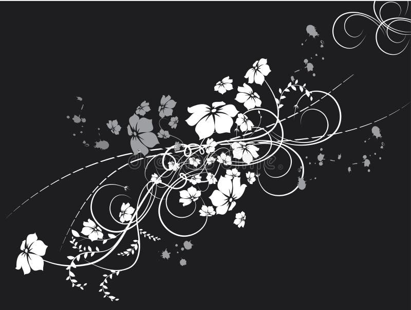 Abstract Floral Decorative Element in Black Color Vector Illustration ...