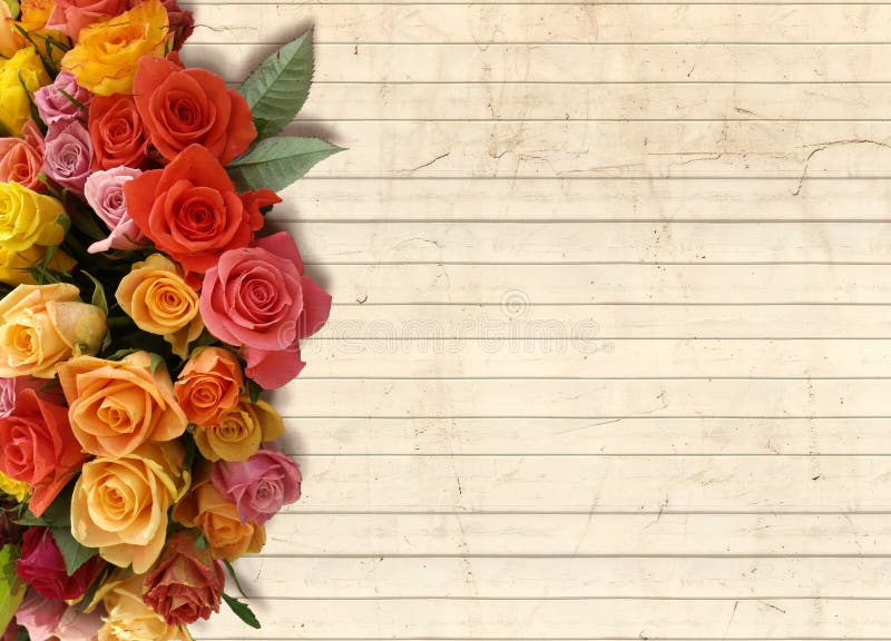 A Floral Background with a Bouquet of Flowers on the Side Stock Image ...