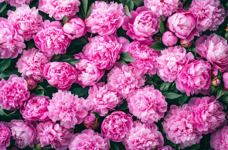Floral Background with Bright Pink Peonies. Stock Illustration ...