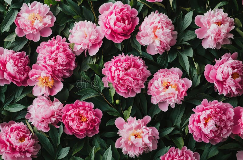 Floral Background with Bright Pink Peonies. Stock Illustration ...