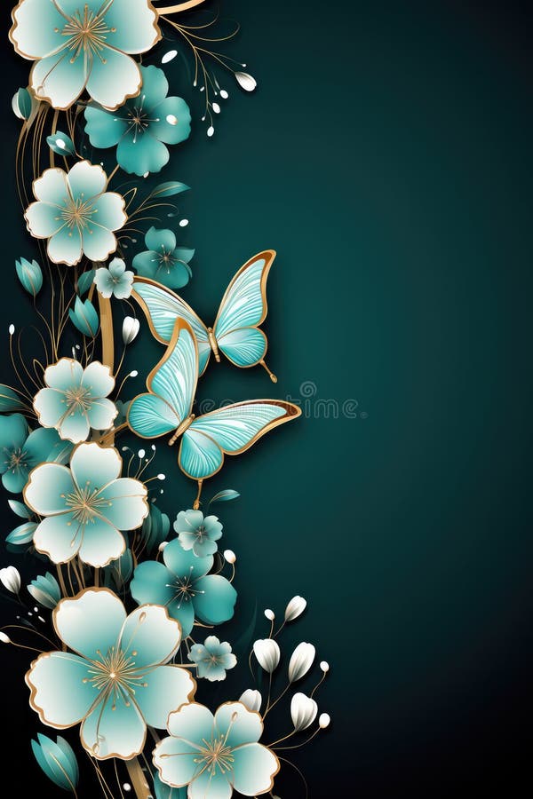 A Floral Background with Butterflies and Flowers Stock Illustration ...