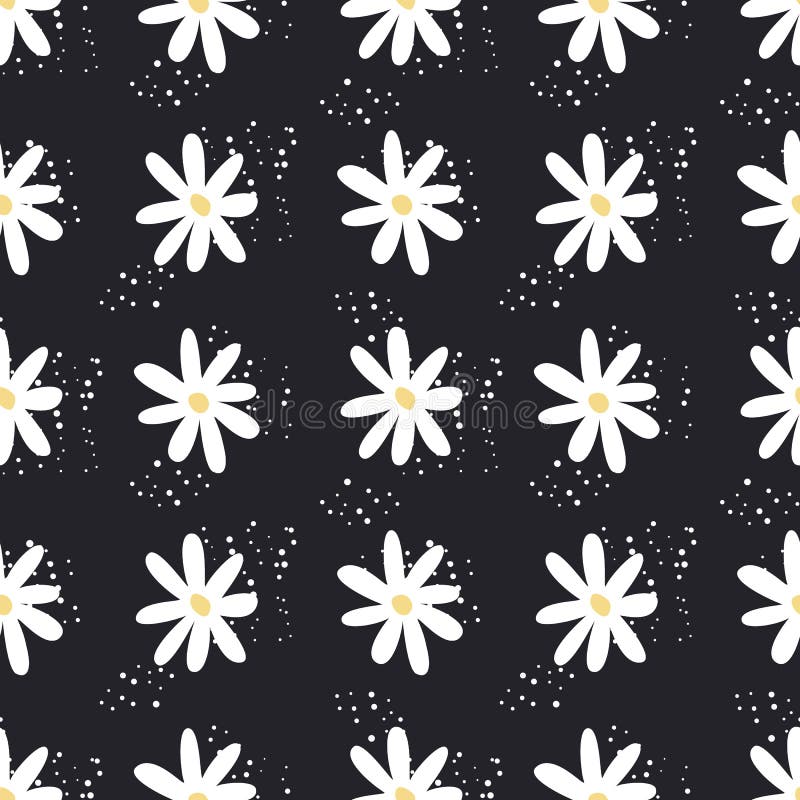 Floral Background with Daisies. Seamless Pattern with White Flowers on ...