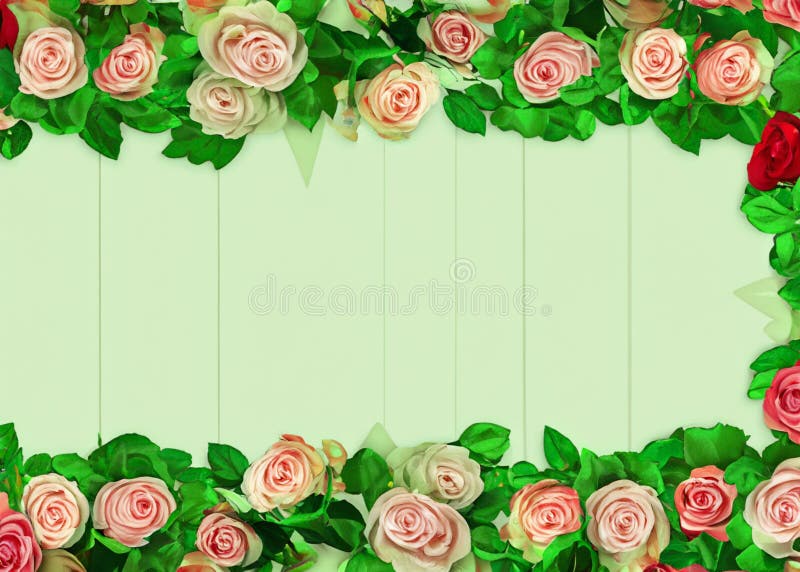 Beautiful Roses Border Background Stock Photo - Image of plant, icing ...