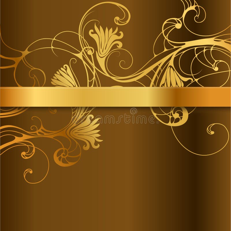 Floral Background with Golden Band Stock Vector - Illustration of text ...