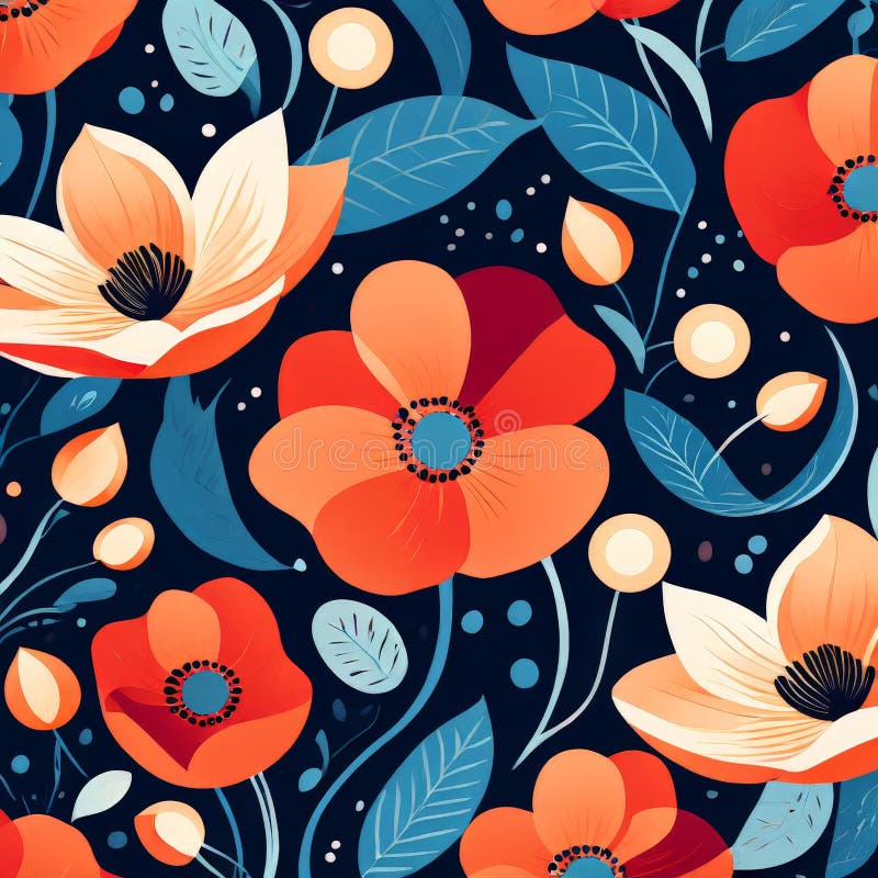A Floral Background with Grain Texture Effect Stock Illustration ...