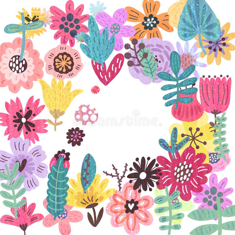 Illustration with Flowers for Text. Floral Background. Stock ...