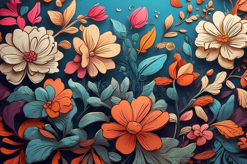 Floral Background. Illustration in Simple Style Stock Illustration ...