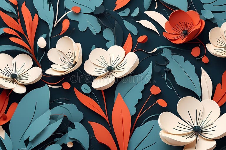 Floral Background. Illustration in Simple Style. Generative AI Stock ...