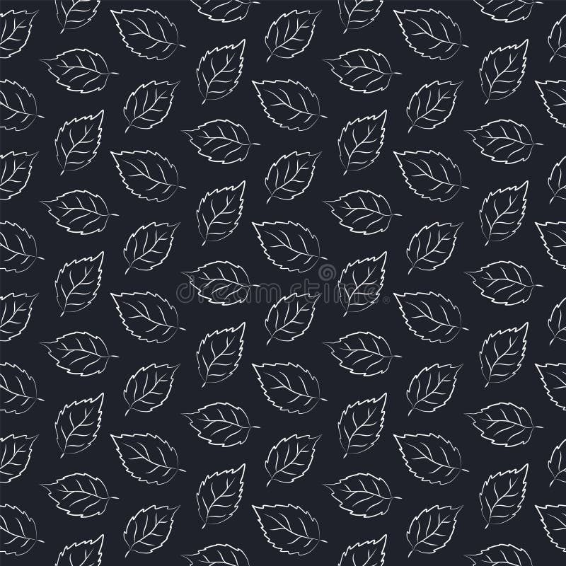 Floral Background with Leaves, Seamless Pattern with Outline Leaves ...