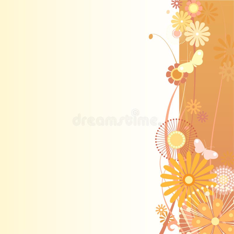 Floral Background in Orange Stock Vector - Illustration of pink, daisy ...