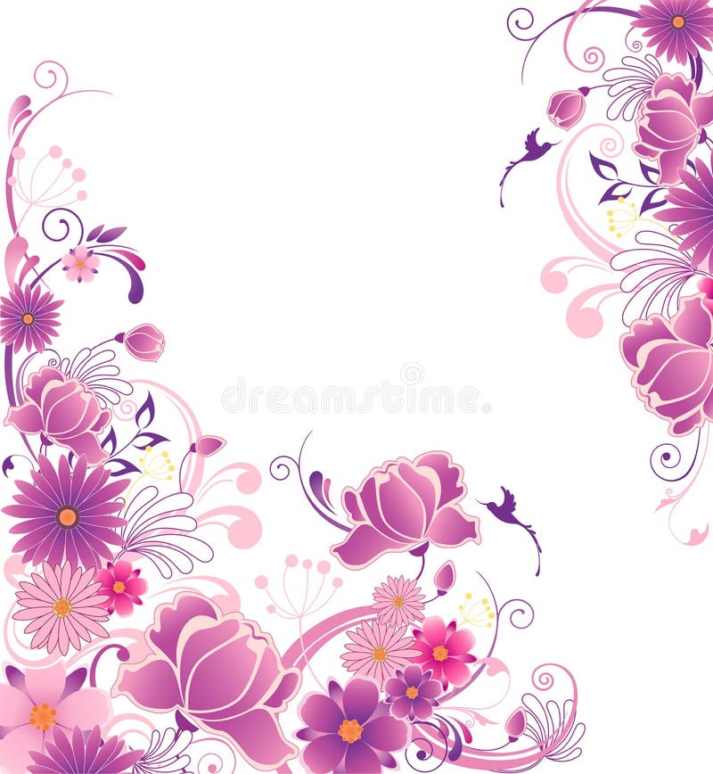 Floral Background with Pink and Violet Flowers Stock Vector ...