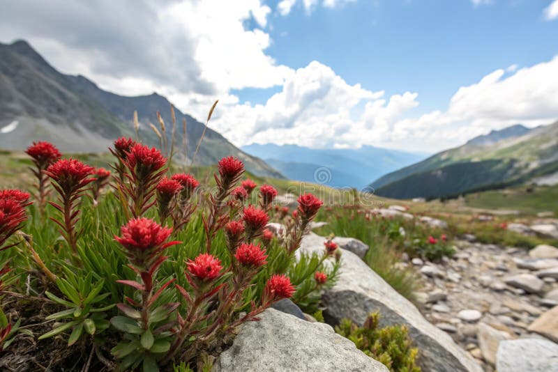 Floral Background with Red Exotic Flowers Stock Illustration ...