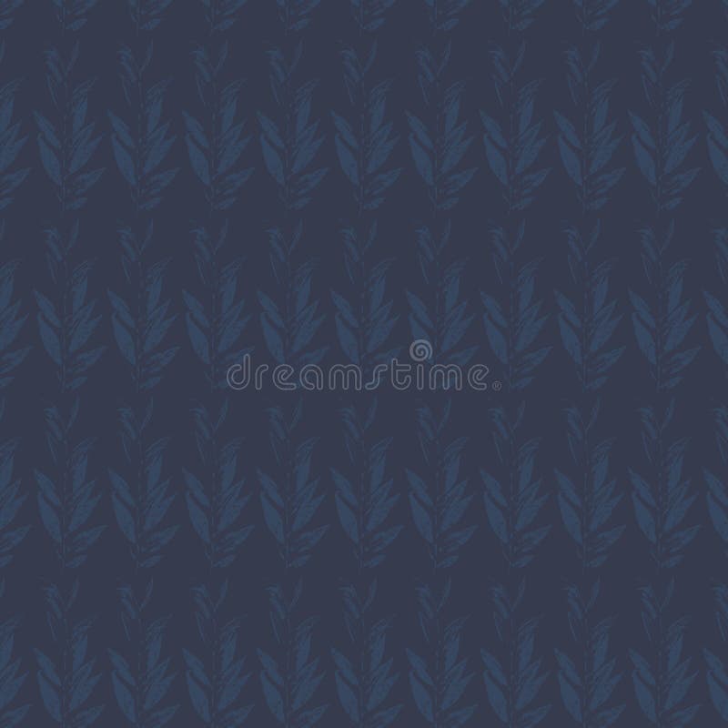 Floral Background. Seamless Dark Blue Leaves Pattern Stock Illustration ...