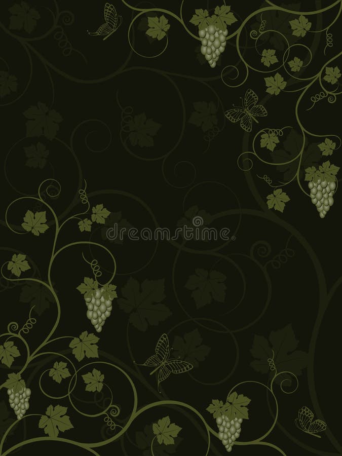 Floral Background with Vine. Stock Vector - Illustration of grape ...