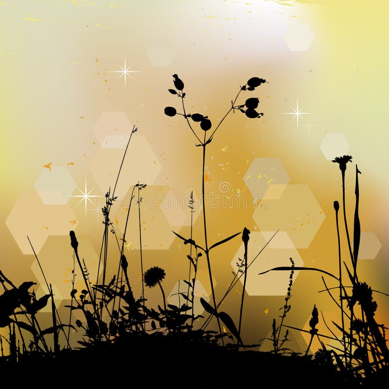 Floral background, weeds stock vector. Illustration of retro - 44028263