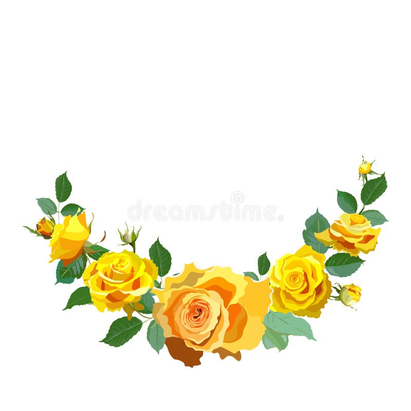 Yellow Roses Border Gold Ribbons Stock Illustration - Illustration of ...