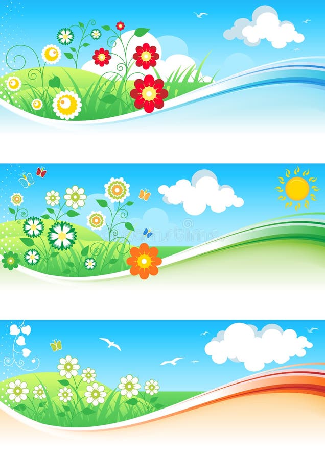 Spring web banners stock vector. Illustration of editable - 13624697
