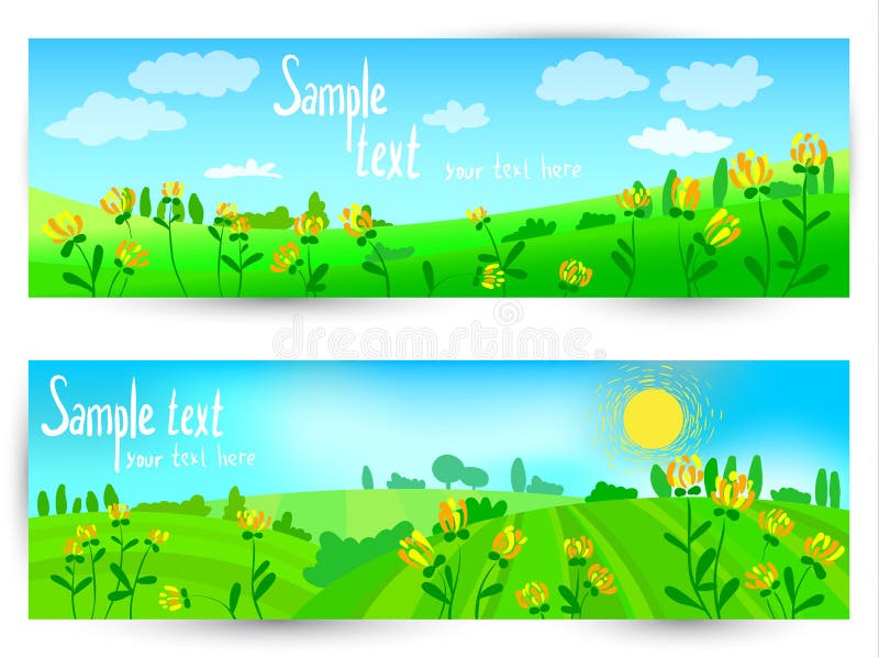 Landscape banners stock vector. Illustration of daisy - 40845962