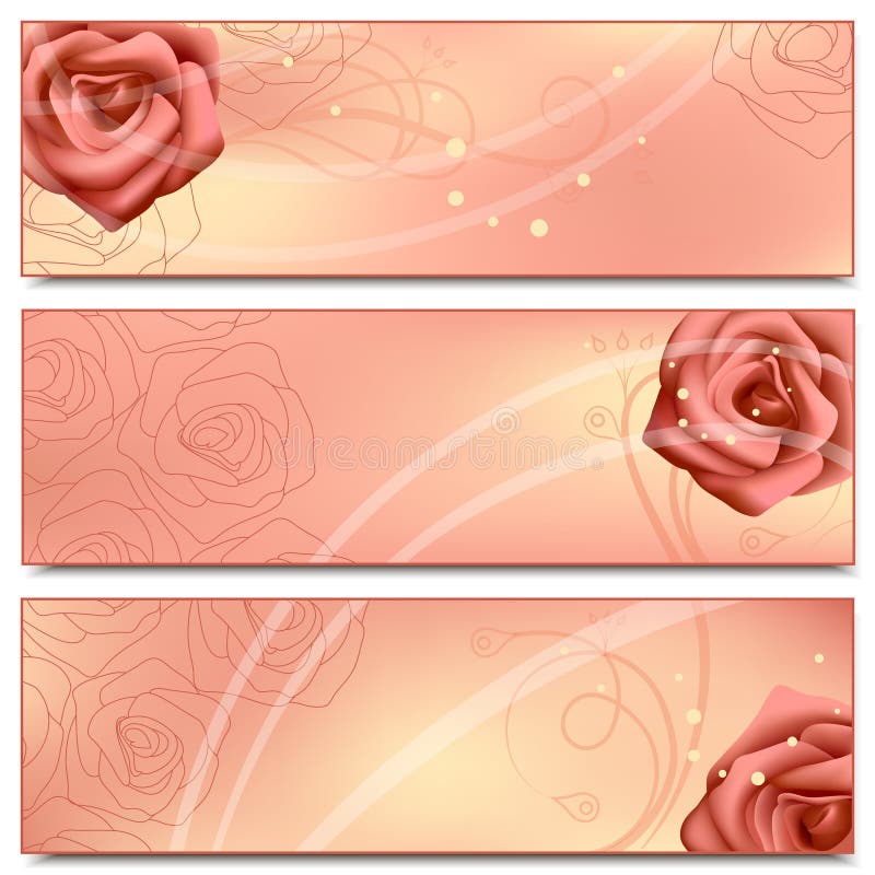 Floral banners with roses. stock vector. Illustration of beautiful ...