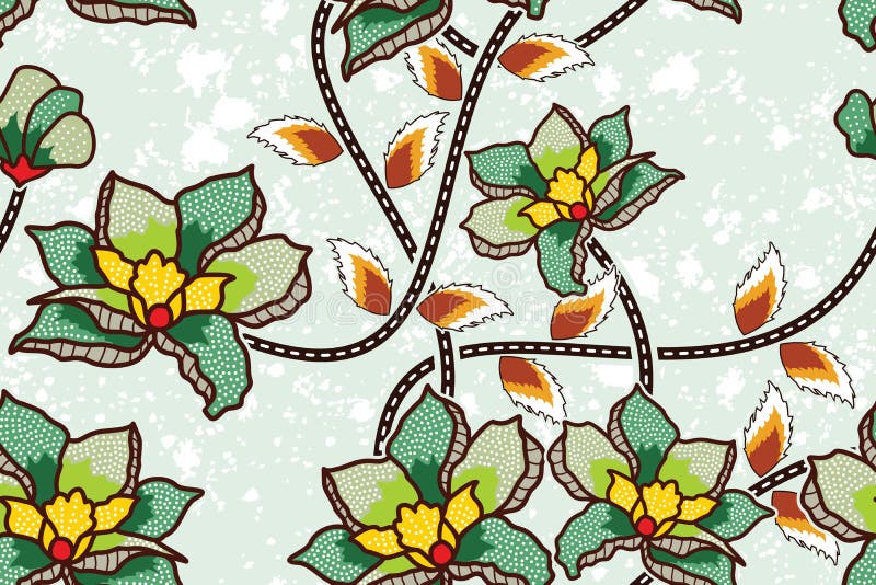 Floral Batik Motif Vector Illustration Stock Vector - Illustration of ...