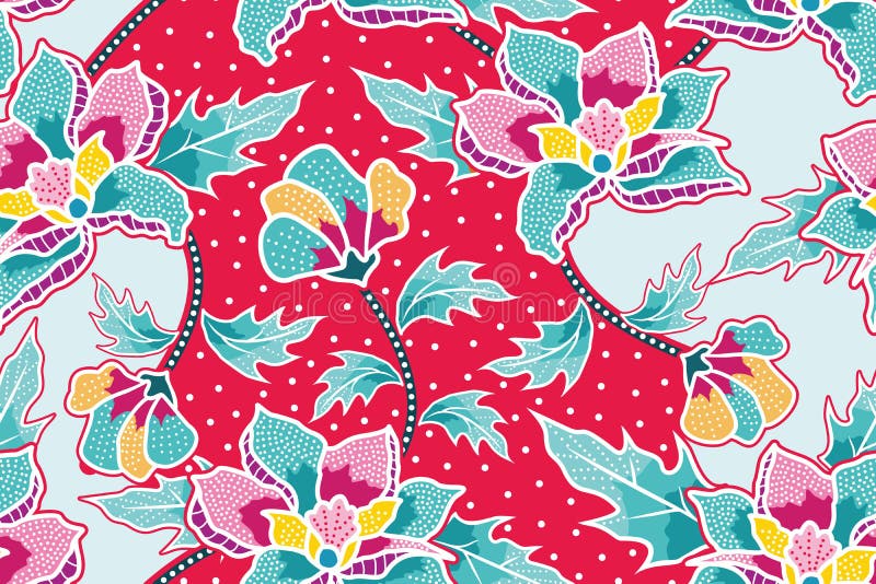 Floral Batik Motif Vector Illustration Stock Vector - Illustration of ...