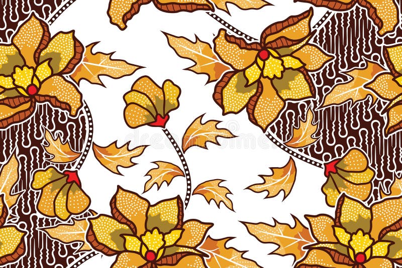 Floral Batik Motif Vector Illustration Stock Vector - Illustration of ...
