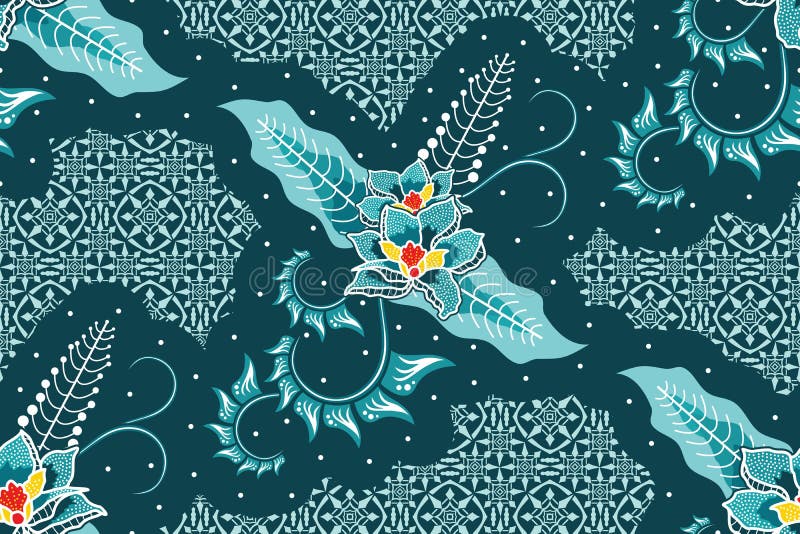 Floral Batik Motif Vector Illustration Stock Vector - Illustration of ...