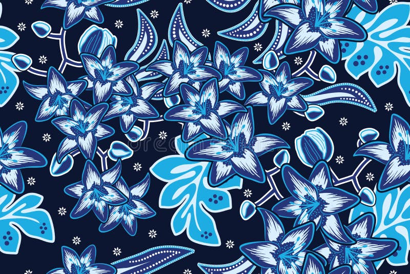 Floral Batik Motif Vector Illustration Stock Vector - Illustration of ...