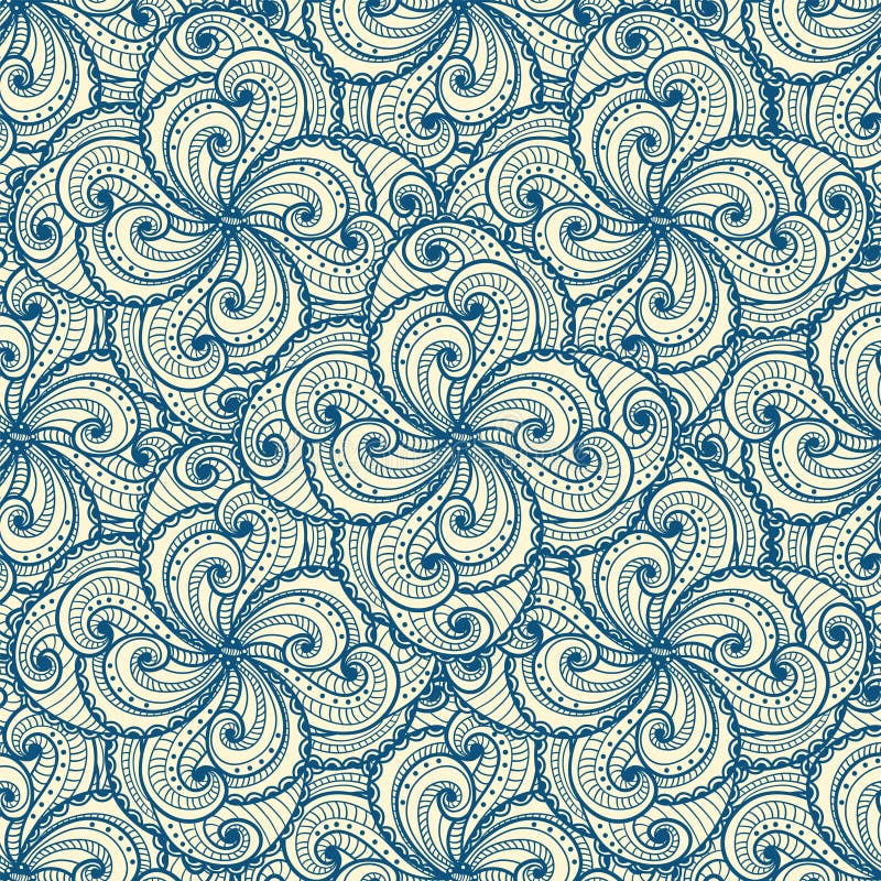 Floral Beautiful Blue Seamless Pattern. Stock Vector - Illustration of ...