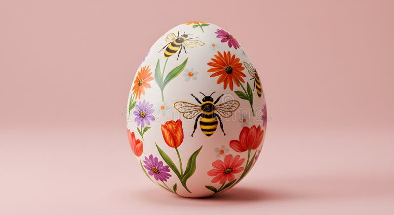 Floral Bee Easter Egg: a Delightful Springtime Design Stock ...