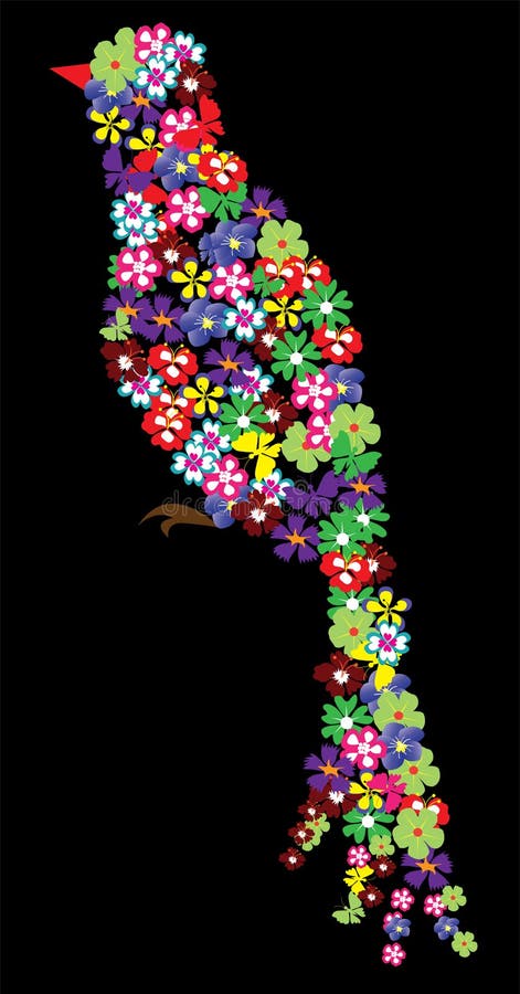 Floral and bird vector stock vector. Illustration of beak - 8946989