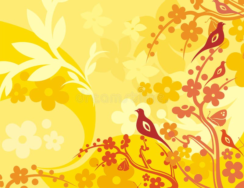 Floral Bird Background Series Stock Vector - Illustration of flower ...