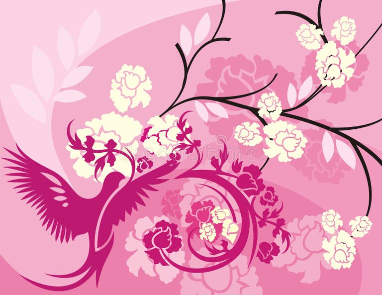 Floral Bird Background Series Stock Vector - Illustration of flourishes ...