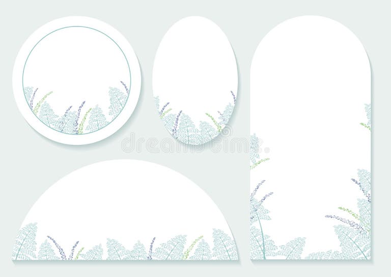 Set of Pastel-colored Botanical Frames in Various Shapes on a Green ...