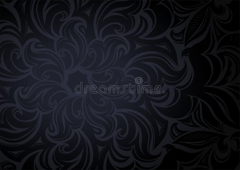 Floral Black Gradient Wallpaper with Stylized Flowers and Leafy ...